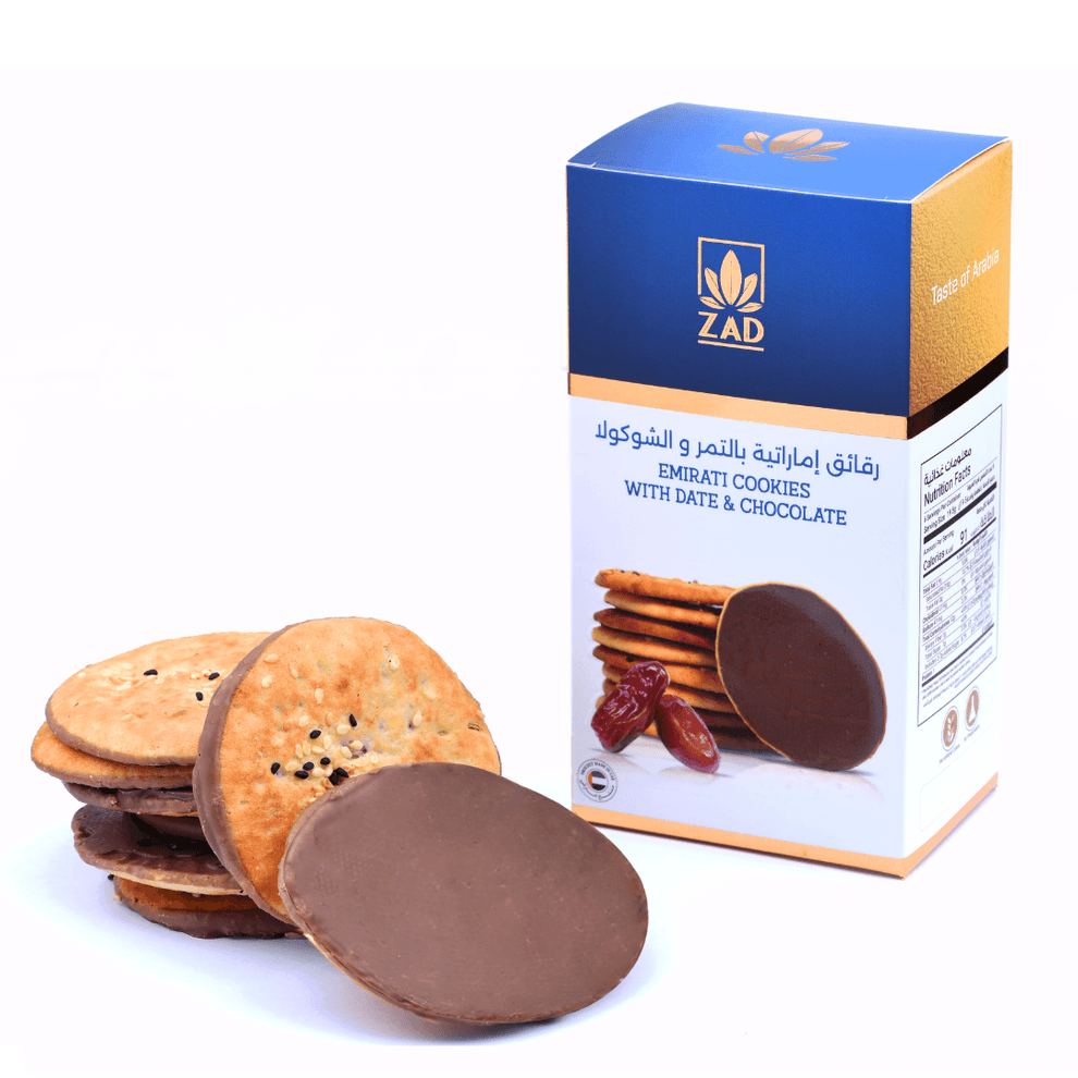 Emirati Chocolate & Date Raqaik Cookies 117g | ZAD Food – zadfood